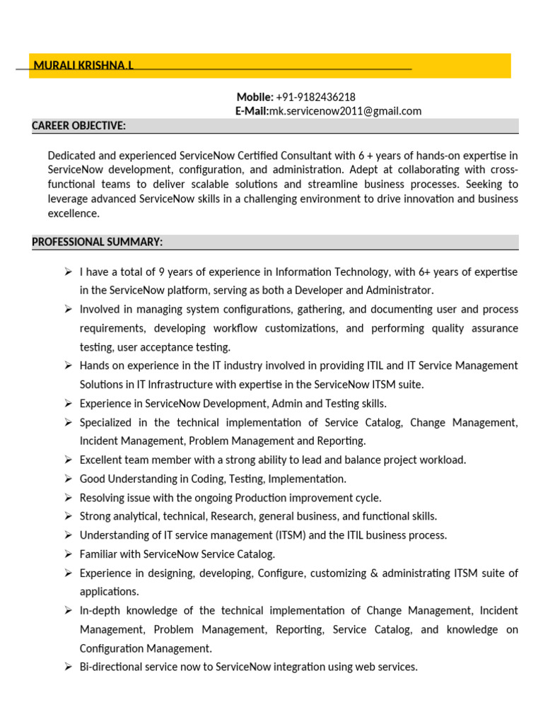 Naukri Muralikrishna (6y 10m) | PDF | Mobile App | It Service Management