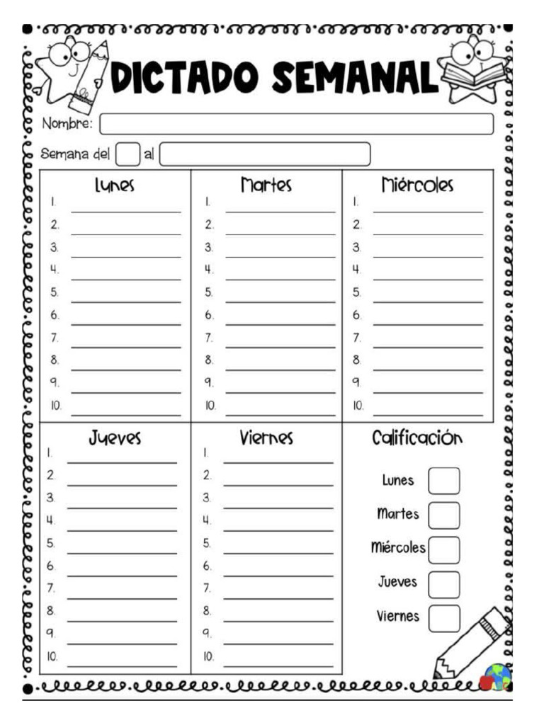 FORMATO PARA DICTADO DE PALABRAS | PDF