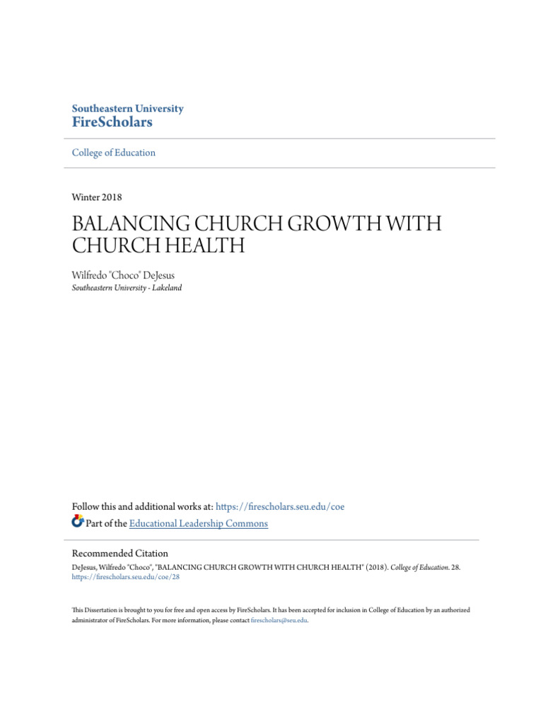 Balancing Church Growth With Church Health | PDF | Missional Living ...