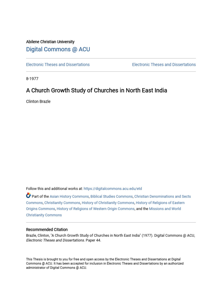 A Church Growth Study of Churches in North East India | PDF | Thesis ...