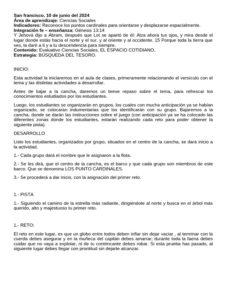 Busqueda Del Tesoro Evaluativo | PDF