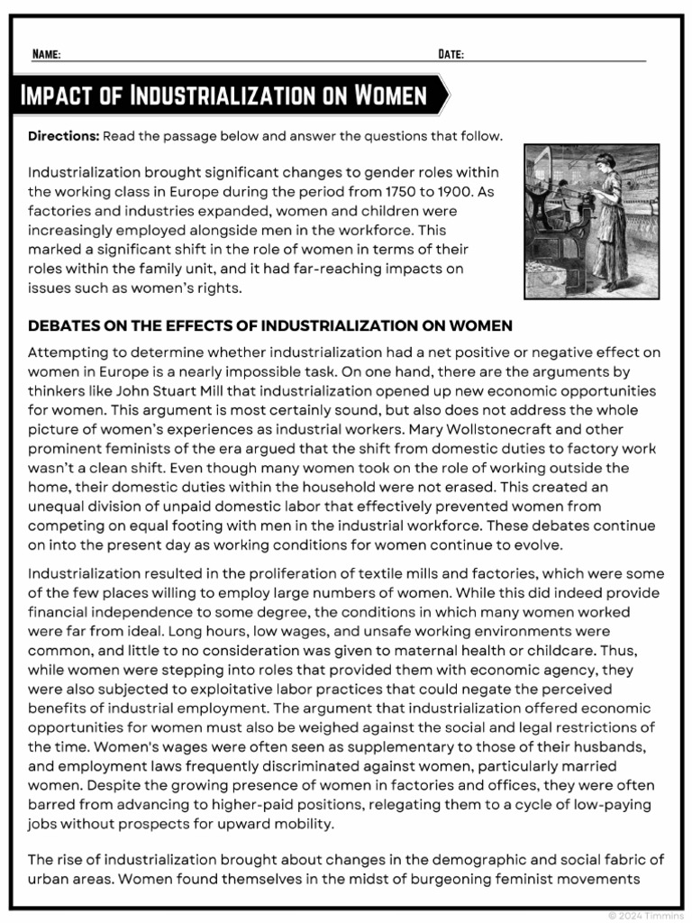 5.9 Women and Industrialization Reading | PDF