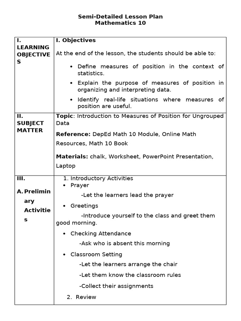 Introduction To Measures Of Position Pdf Median Learning