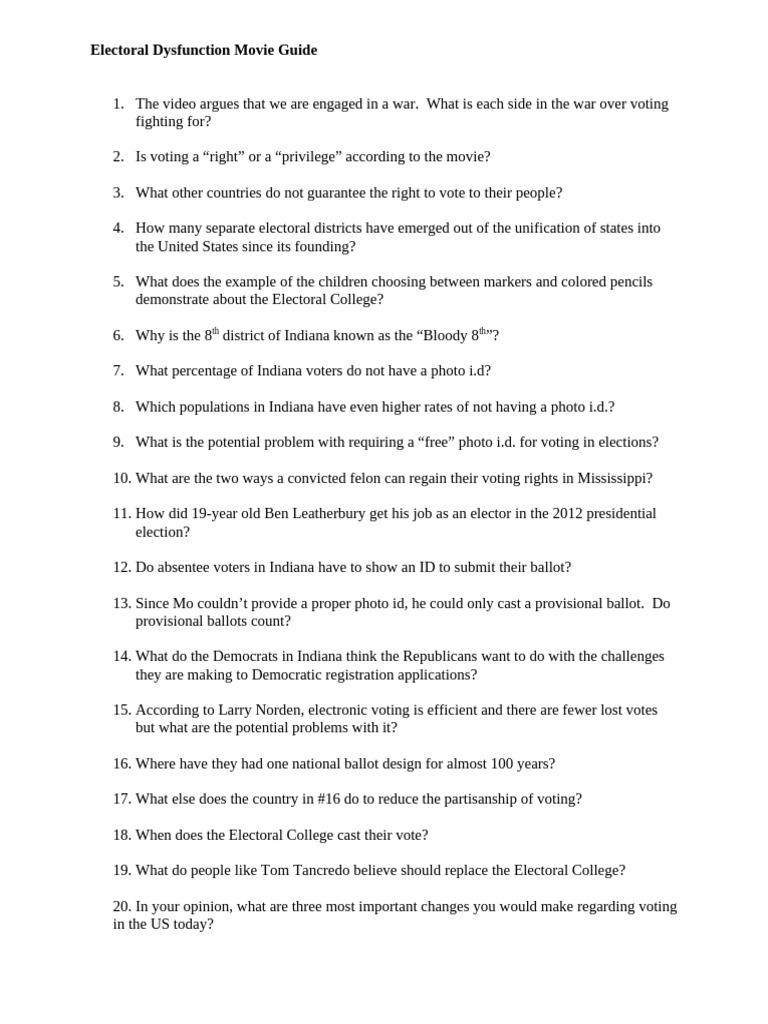 Electoral Dysfunction Movie Guide | PDF