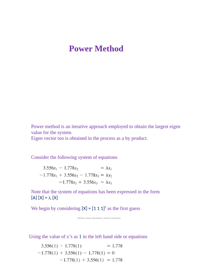 Power Method | PDF | Eigenvalues And Eigenvectors | System Of Linear ...