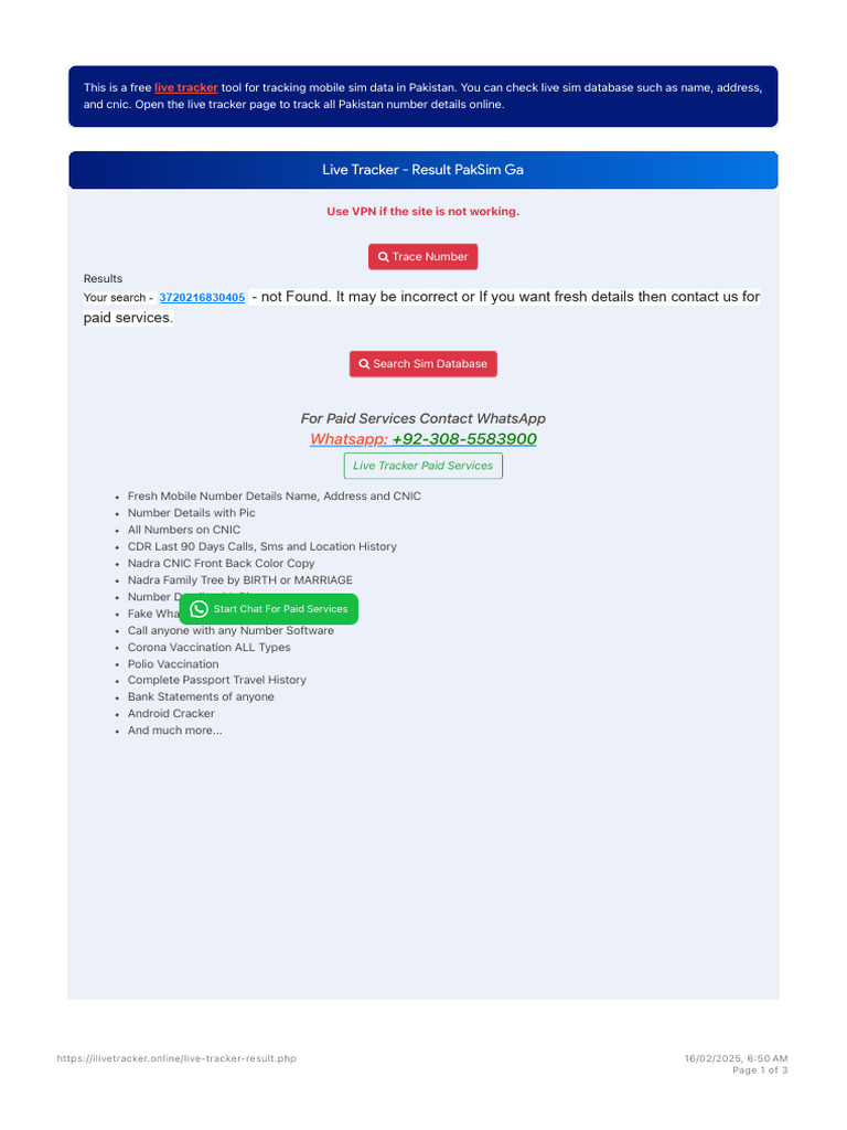 Live Tracker - Pak Sim Data | PDF | Mobile Phones | Software