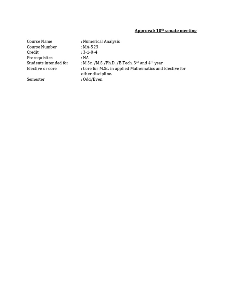 Numerical Analysis MA523 | PDF | Numerical Analysis | Applied Mathematics