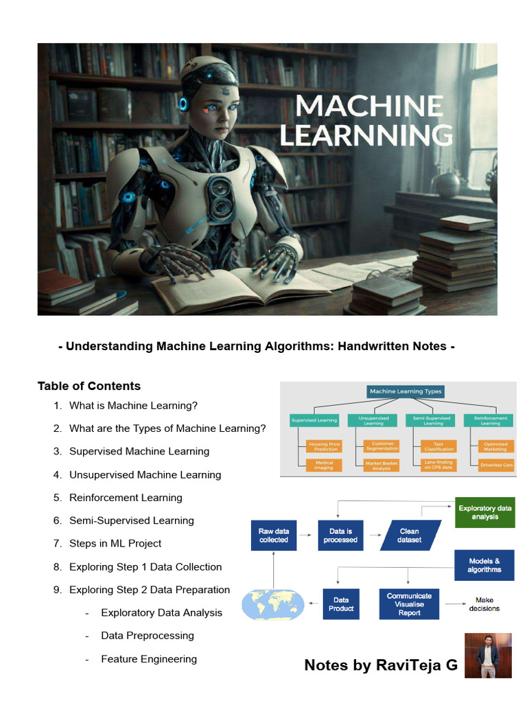 Machine Learning Notes | PDF | Cluster Analysis | Principal Component ...