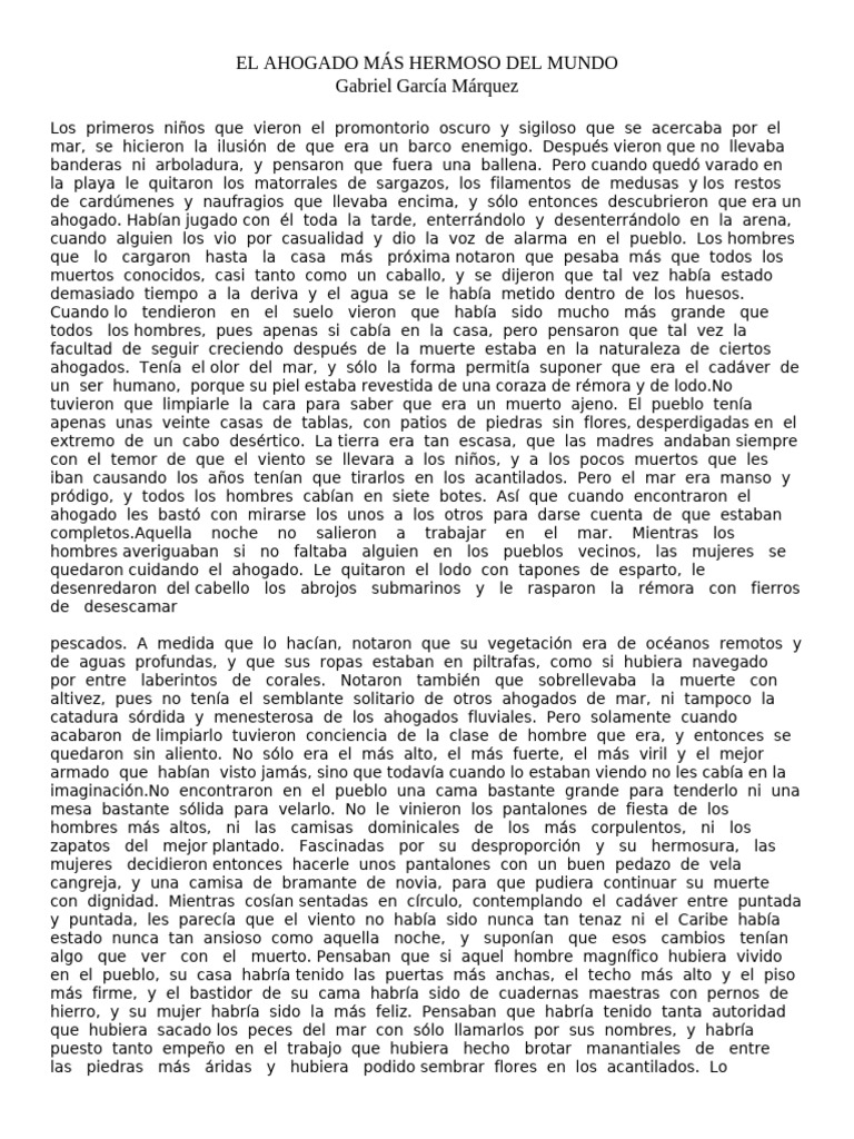 El Ahogado Más Hermoso Del Mundo | PDF