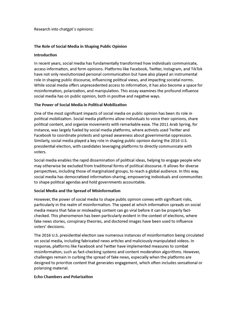 Research Into Social Media and Public Opinion | PDF | Social Media ...