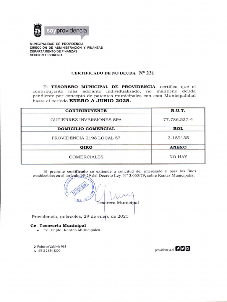 Certificado de No Deuda 2-189135 | PDF