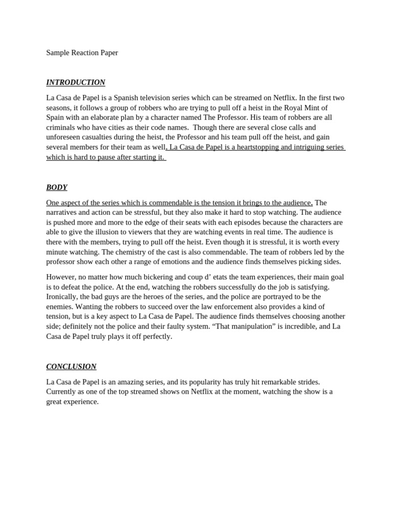 Sample Reaction Paper | PDF