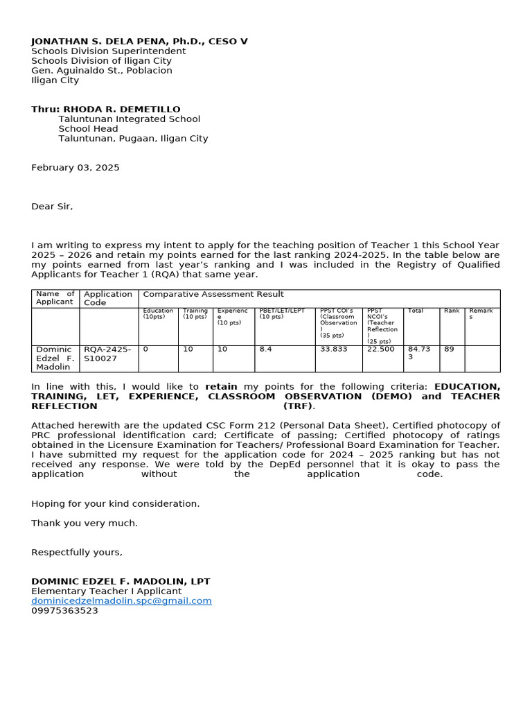 Letter of Intent. Retain Scores. 2025 | PDF