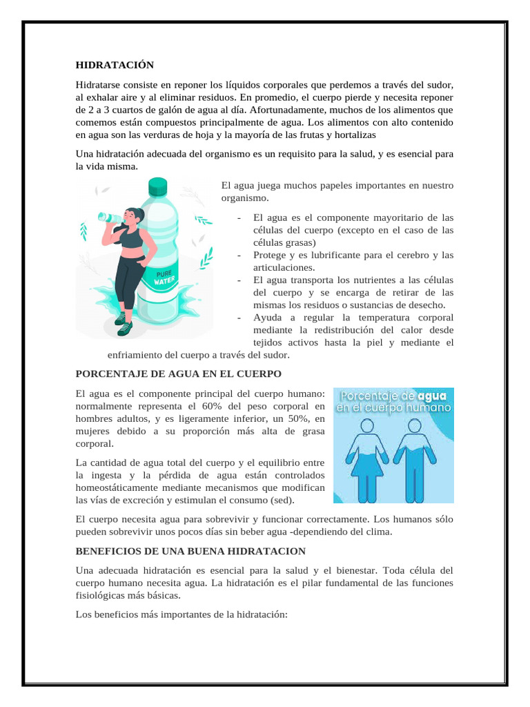 Importancia de la Hidratación en la Salud | PDF | Agua | Nutrientes