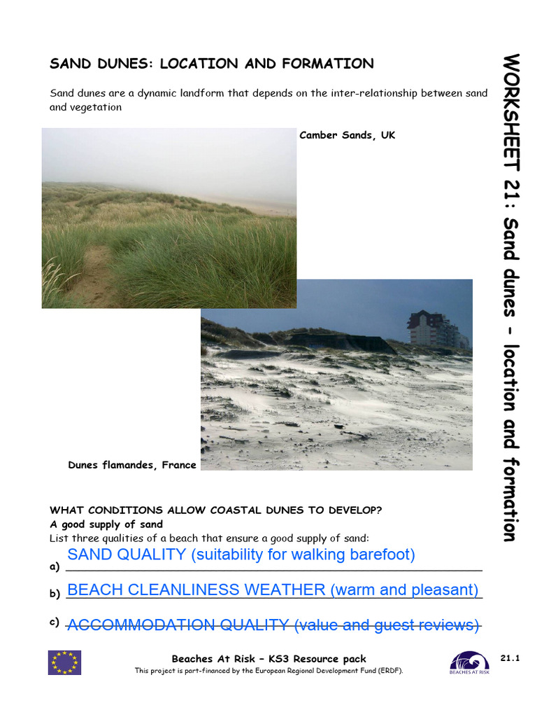 Sand Dune Worksheet | PDF | Dune | Beach