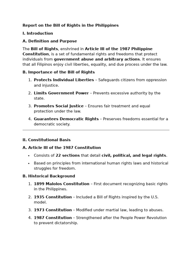 Bill of Rights - Philippines | PDF | United States Bill Of Rights ...