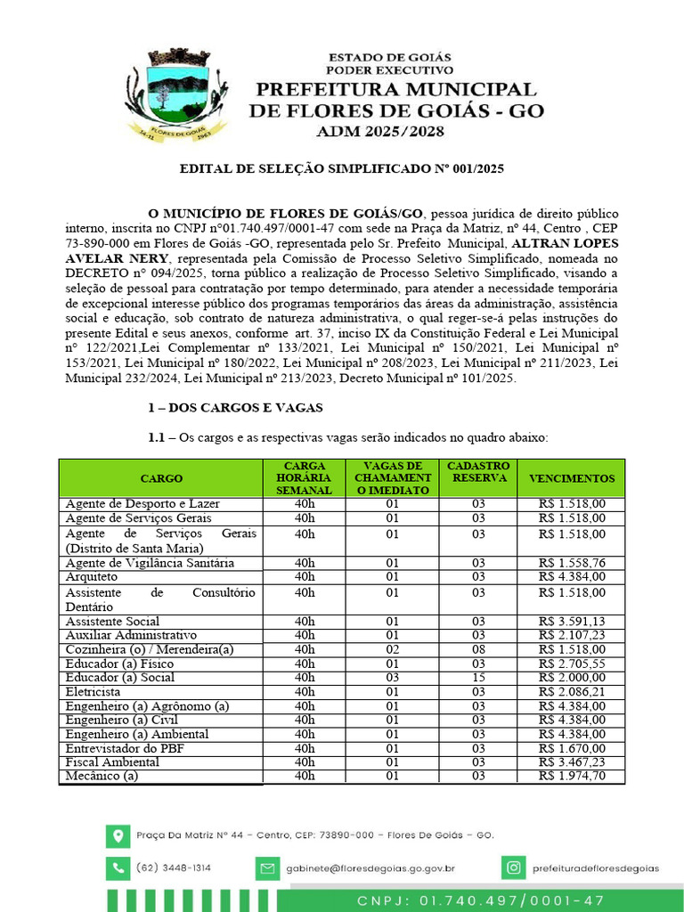 Edital Processo Seletivo Simplificado 001-2025 - Assinado 29 Assinado Assinado 2 Assinado | PDF ...