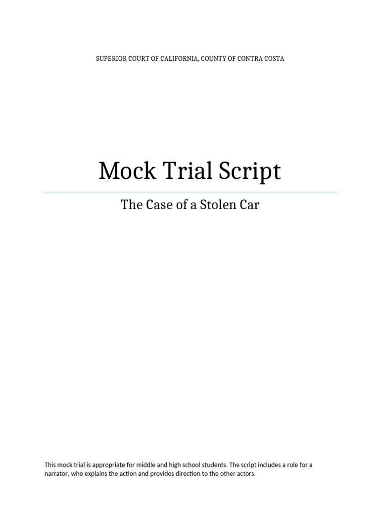 Mock Trial Script | PDF | Reasonable Doubt | Witness