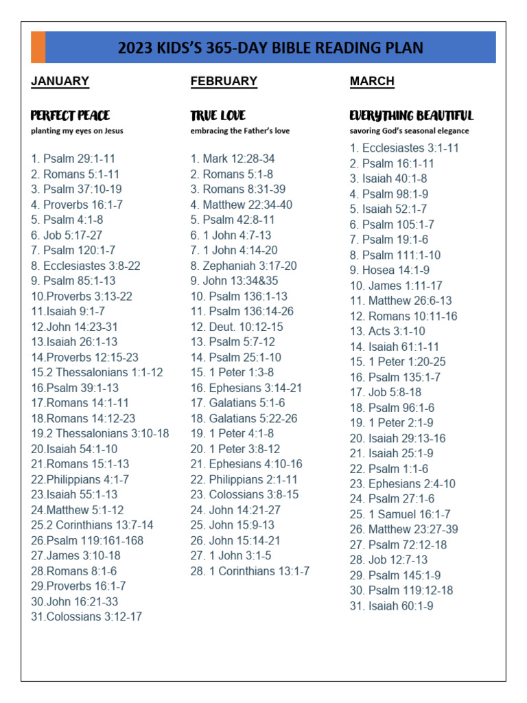 Kids' 2023 Bible Reading Plan | PDF | Book Of Job | Bible