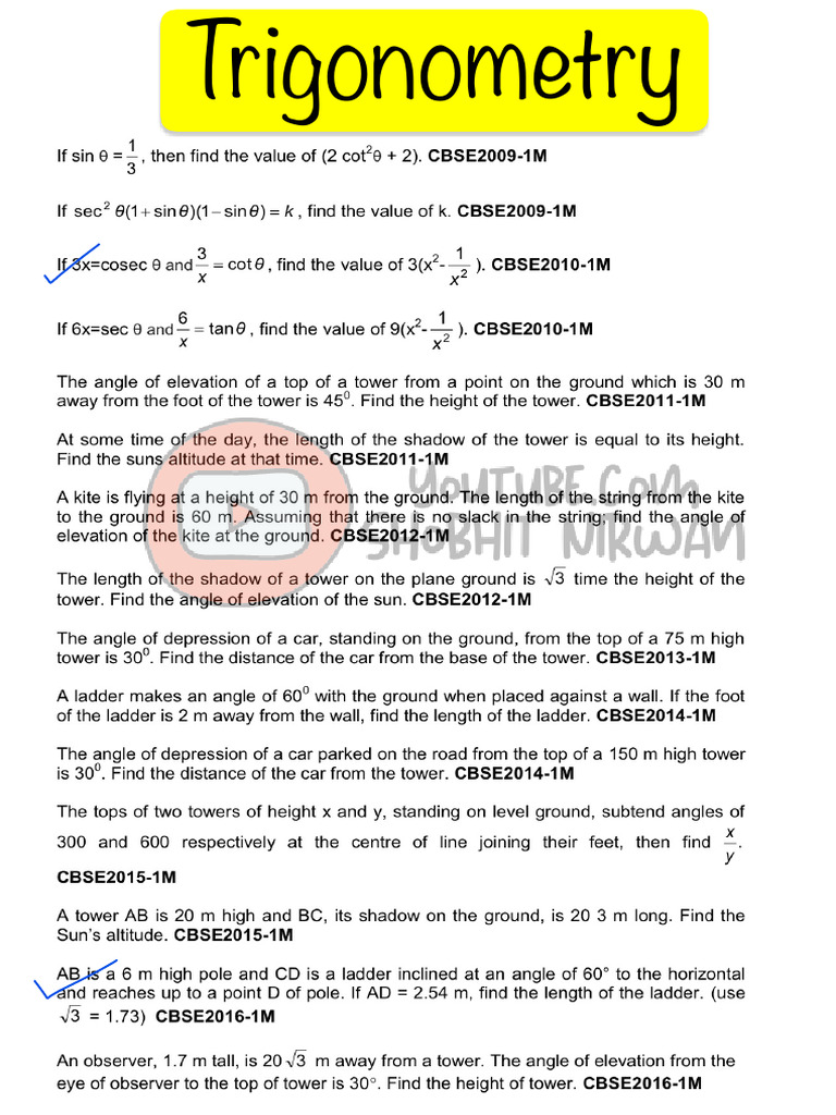 DPP 2 _Application of Trigonometry | PDF