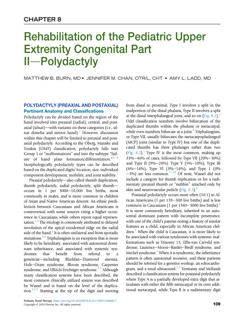 Rehabilitation of The Pediatric Upper Extremity Congenital Part ...