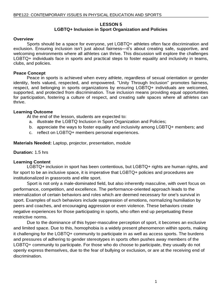 LESSON 5 LGBTQ | PDF | Transgender | LGBTQIA+ Studies