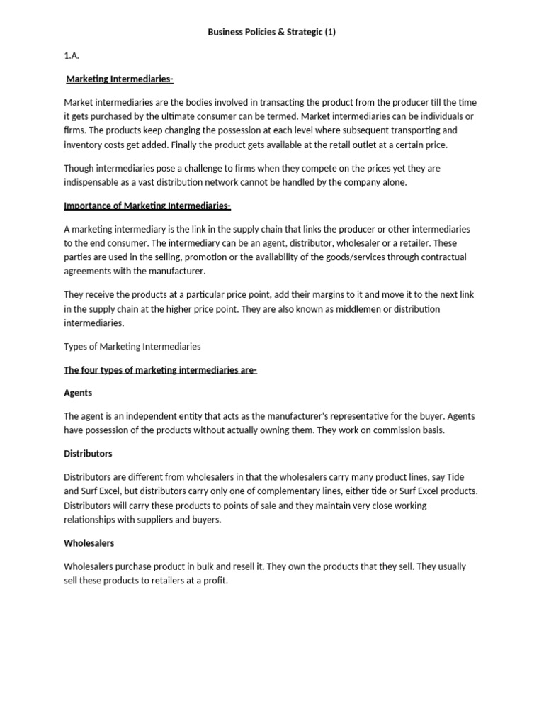 Business Policies & Strategic 1,2 | PDF | Strategic Management | Retail