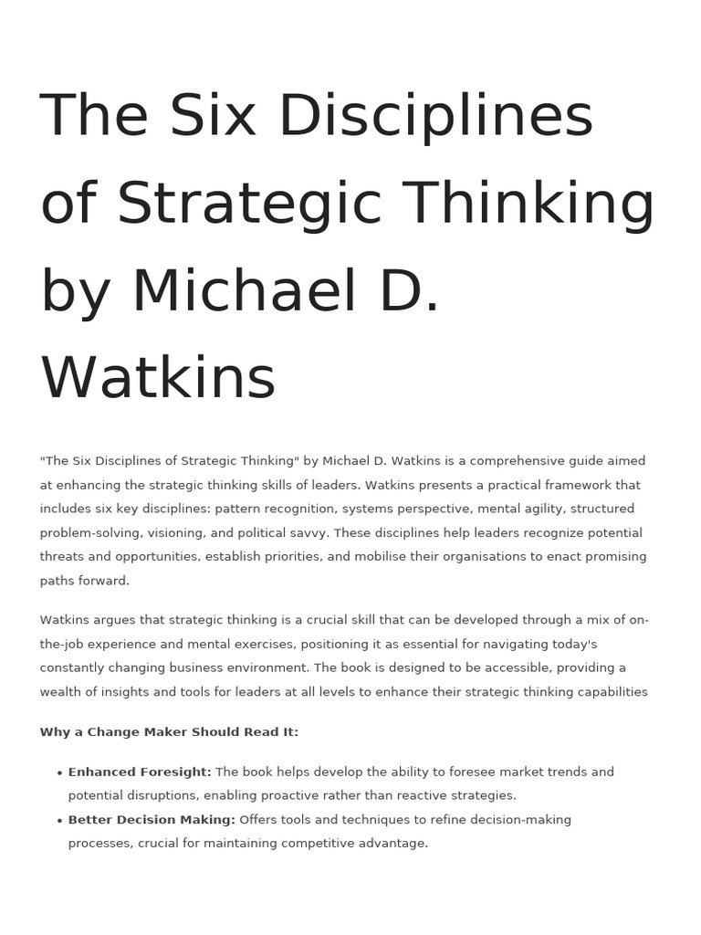 Six Disciplines of Strategic Thinking | PDF
