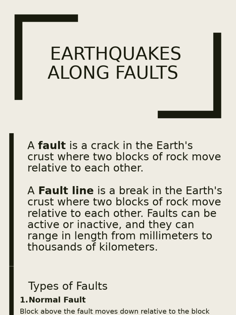Earthquakes Along Faults | PDF