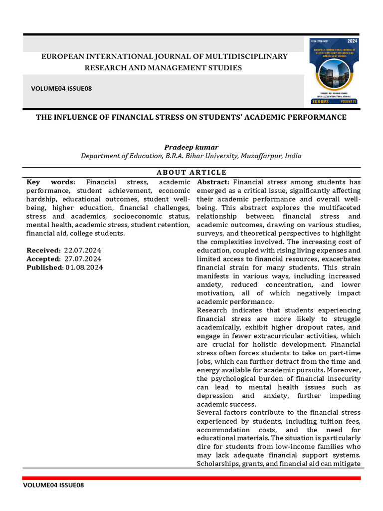 Financial Stress Impact on Student Performance | PDF | Mental Health | Survey Methodology