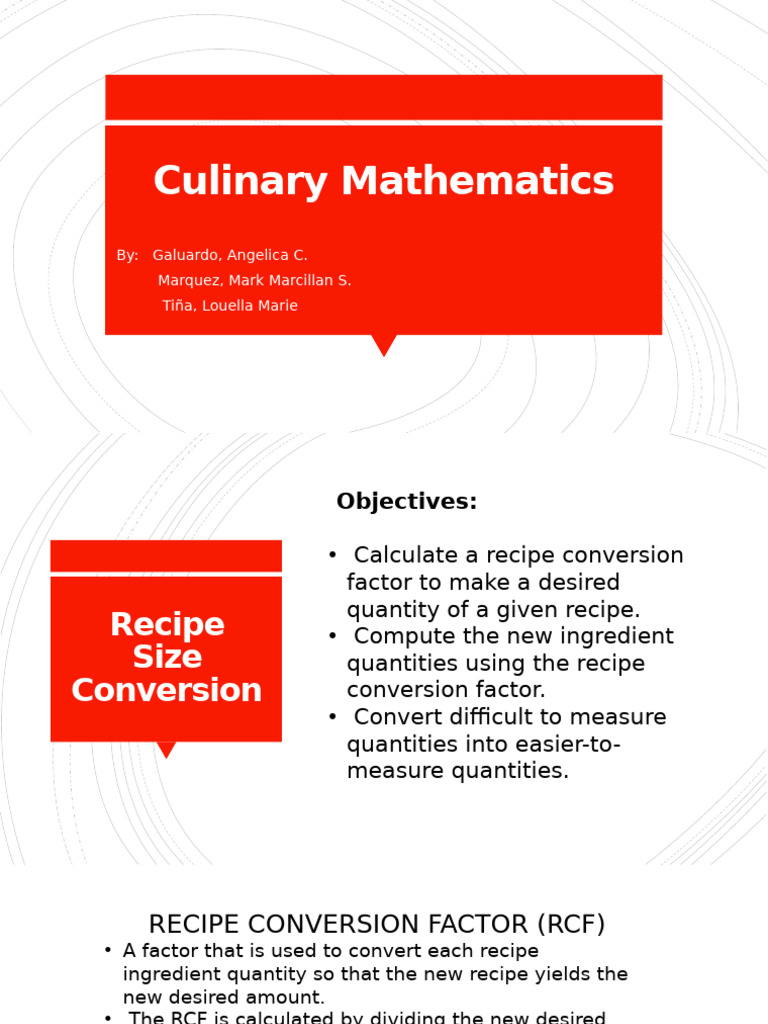 Culinary Mathematics | PDF | Teaspoon | Tablespoon