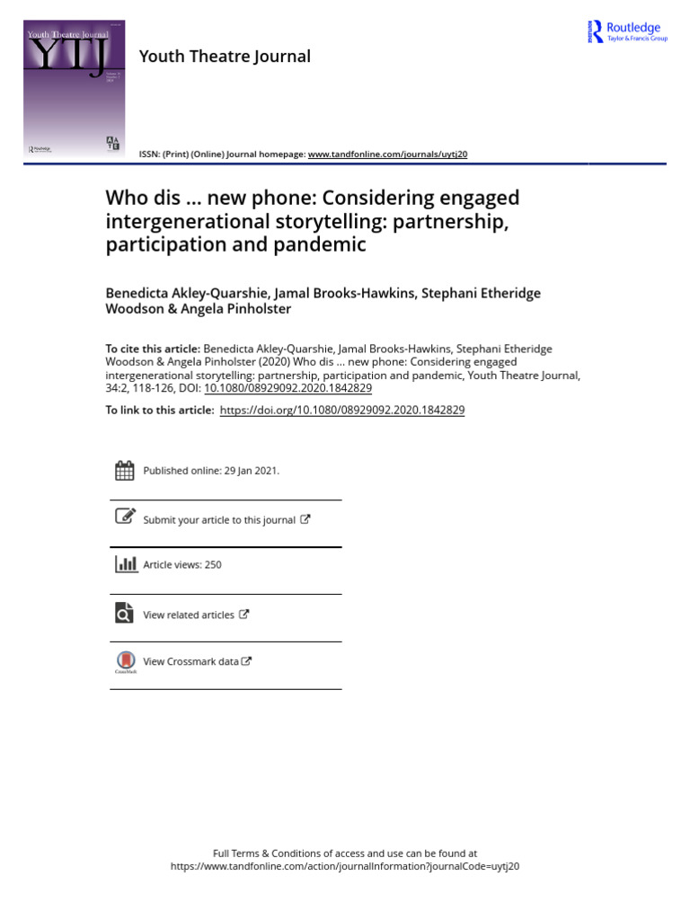 Who Dis ... New Phone Considering Engaged Intergenerational Storytelling Partnership ...