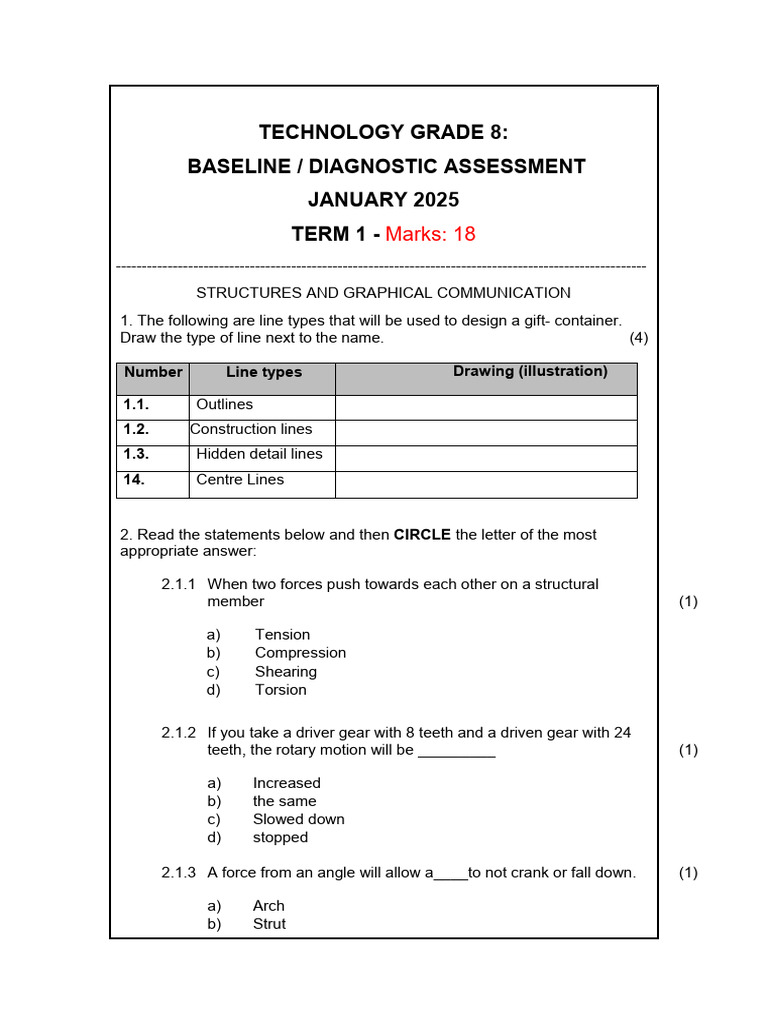 Grade 8 Technology: Structures & Lines | PDF | Beam (Structure ...