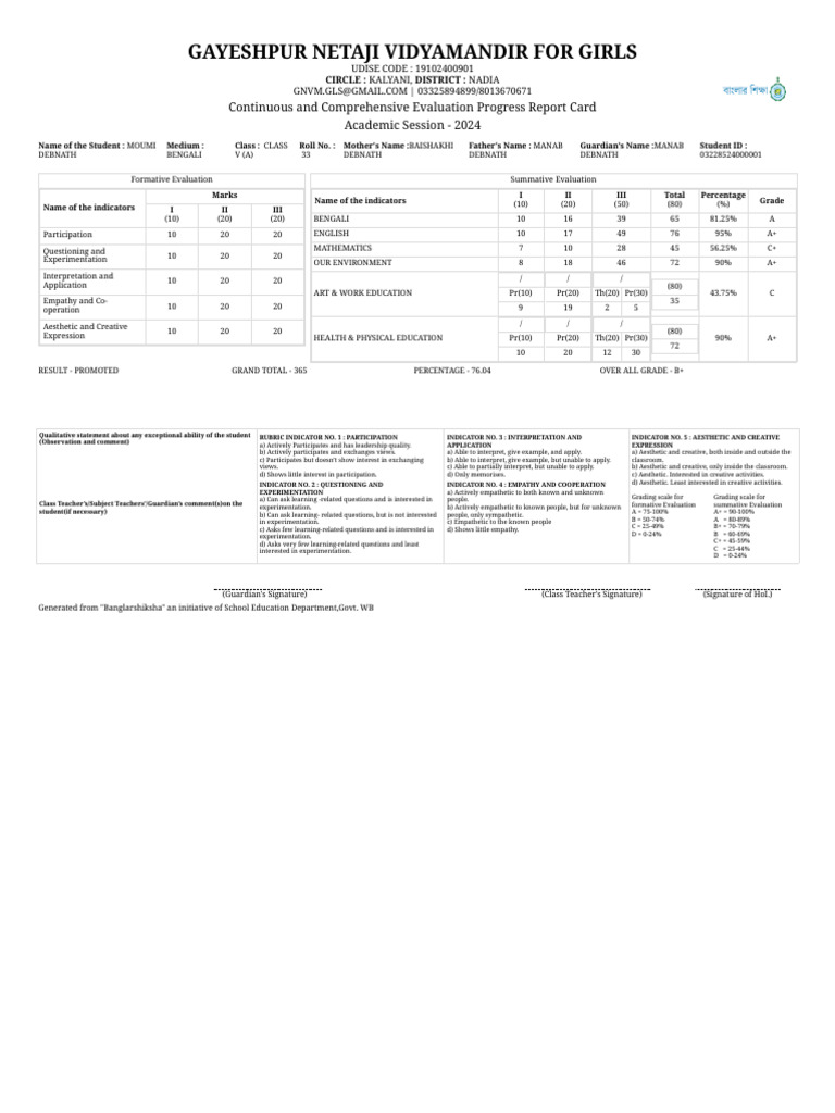 Cce Progress Report Card | PDF | Empathy | Educational Assessment And Evaluation