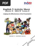 Grade 9 English: Critical Thinking | PDF | Teachers | Lesson Plan