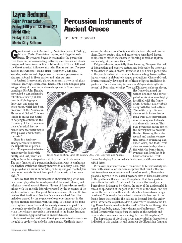 Percussion Instruments of Ancient Greece | PDF | Persephone | Musical ...