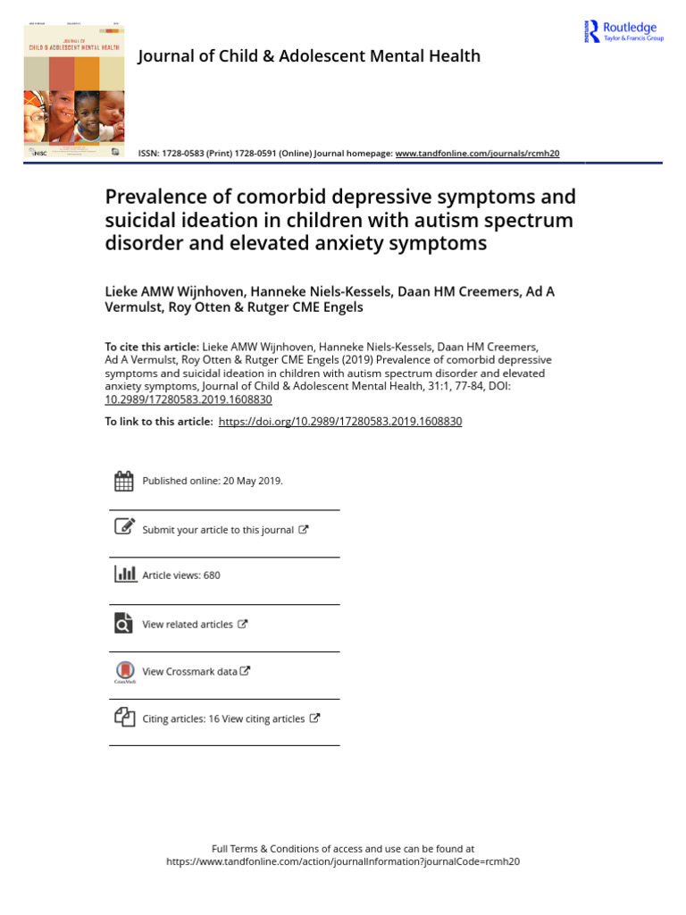 19_Prevalence of comorbid depressive symptoms and suicidal ideation in children with autism ...