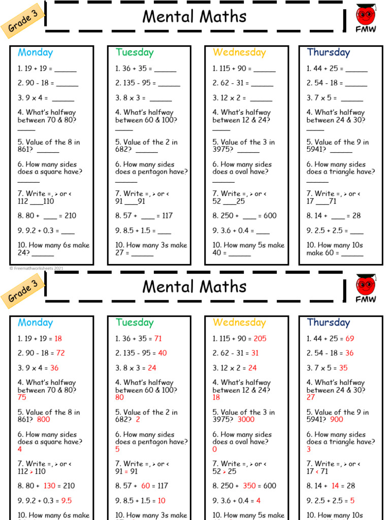 Grade-3-Mental-Maths-Worksheet-2-1 | PDF
