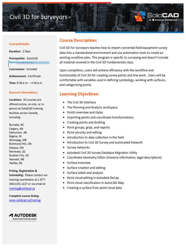 Civil 3D Training for Surveyors | PDF