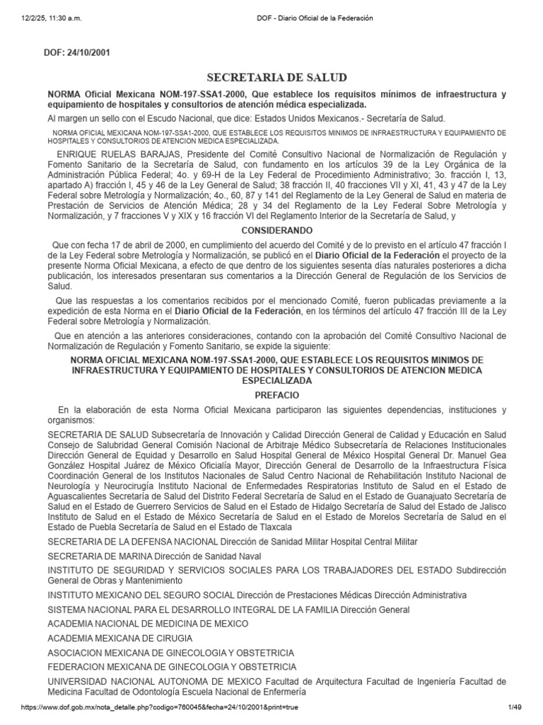 Nom 197 Ssa1 2000 | PDF | Hospital | Cuidado de la salud