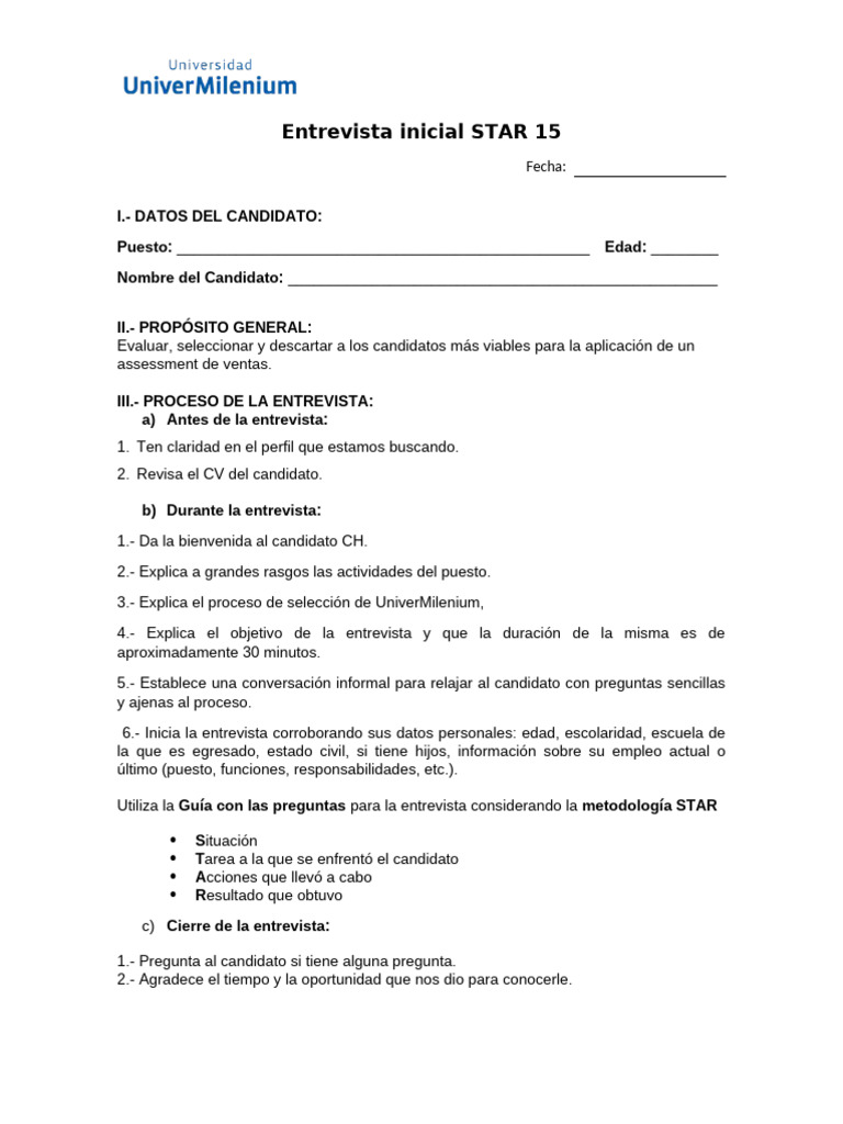 Entrevista Método STAR | PDF