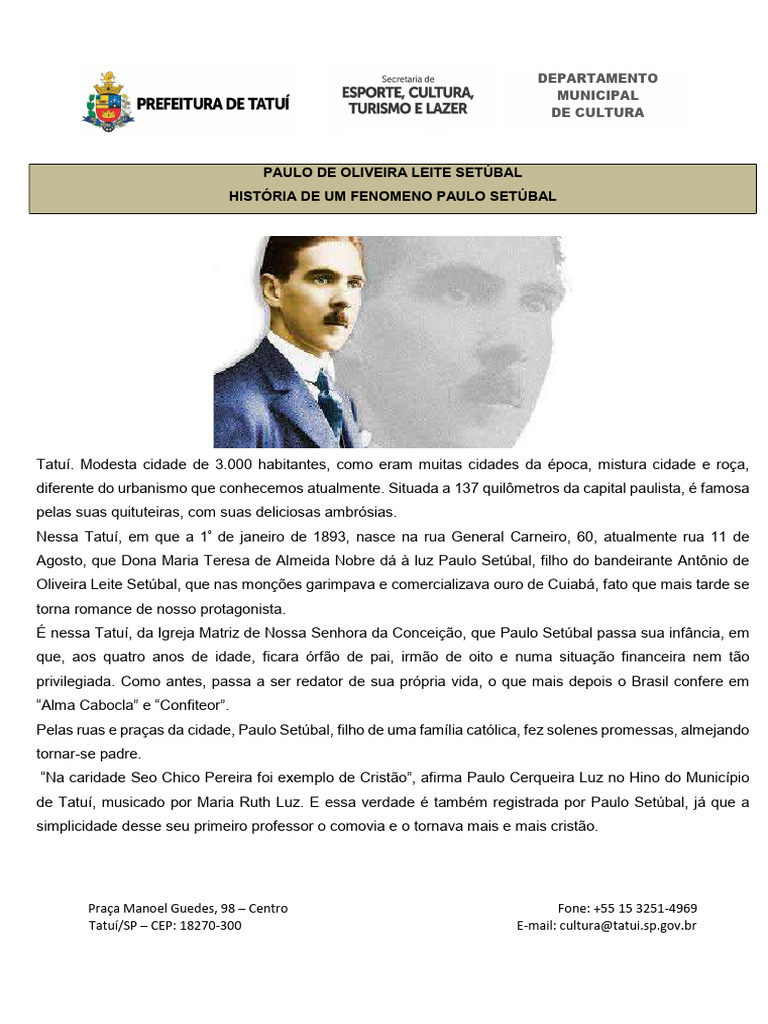 Vida e Obra de Paulo Setúbal | PDF | São Paulo