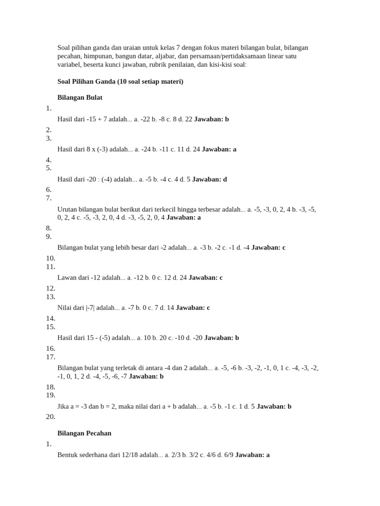 Kisi-Kisi Soal Naskah Soal PraUS TP.2024-2025 | PDF