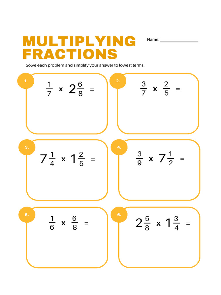 Multiplying Fractions Practice Worksheet | PDF