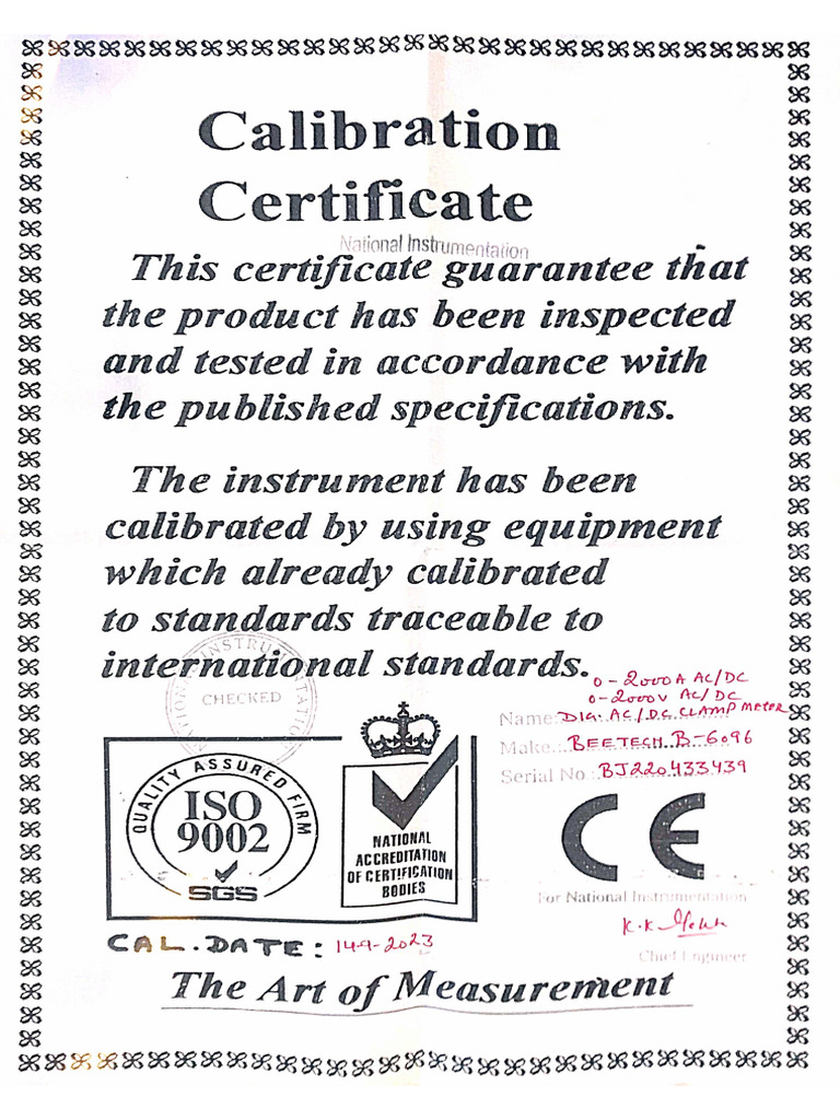 Calibration Certificate | PDF