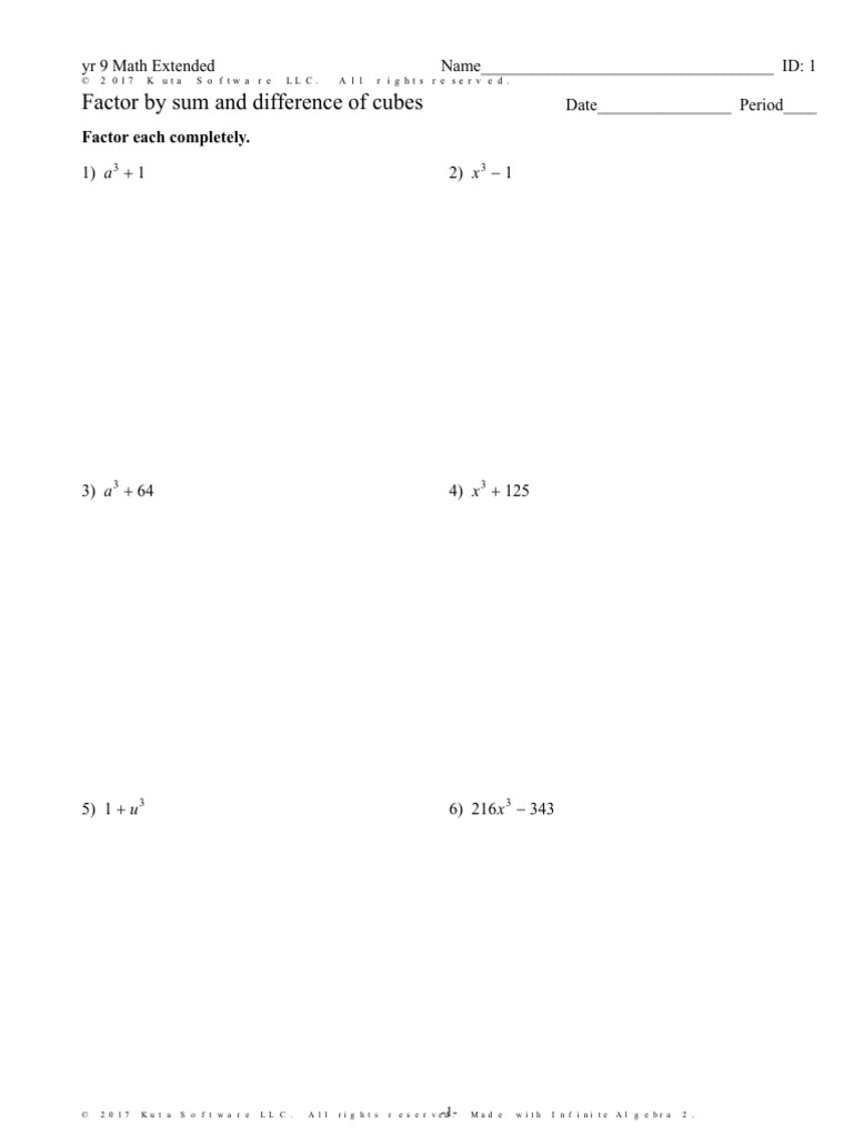 Factorization-Sum and Difference of Cubes | PDF