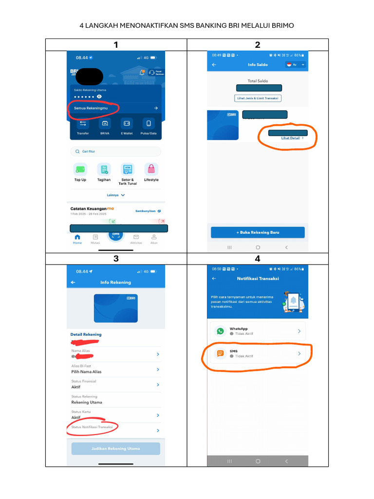 4 Langkah Menonaktifkan SMS Banking Bri Melalui Brimo | PDF
