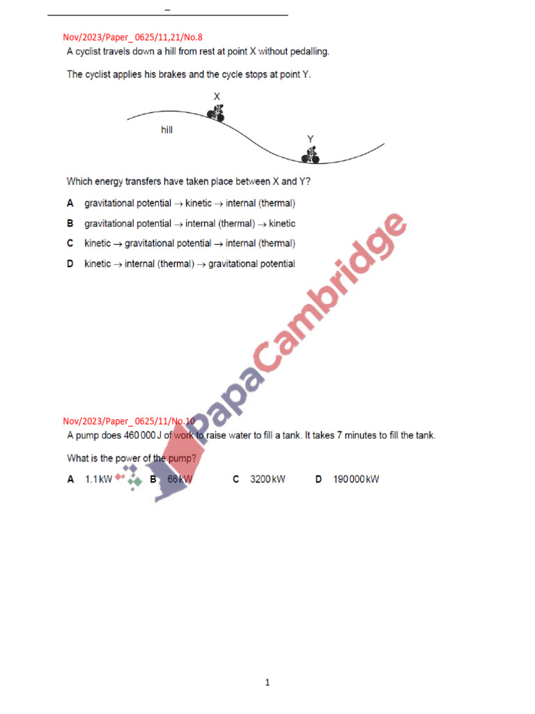 2023J Work Energy and Power Igcse Physics 0625 | PDF