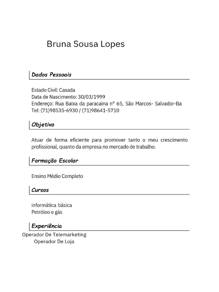 Currículo Bruna | PDF