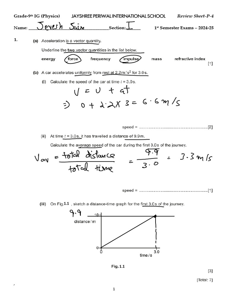 9th Grade Physics Review Sheet 2024-25 | PDF | Metrology | Physical ...